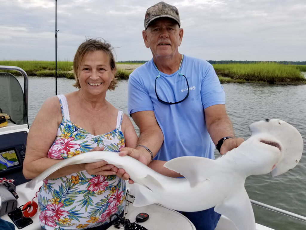 Jackie & Capt. Jack with a chunky bonnet head shark. - Coastal River ...